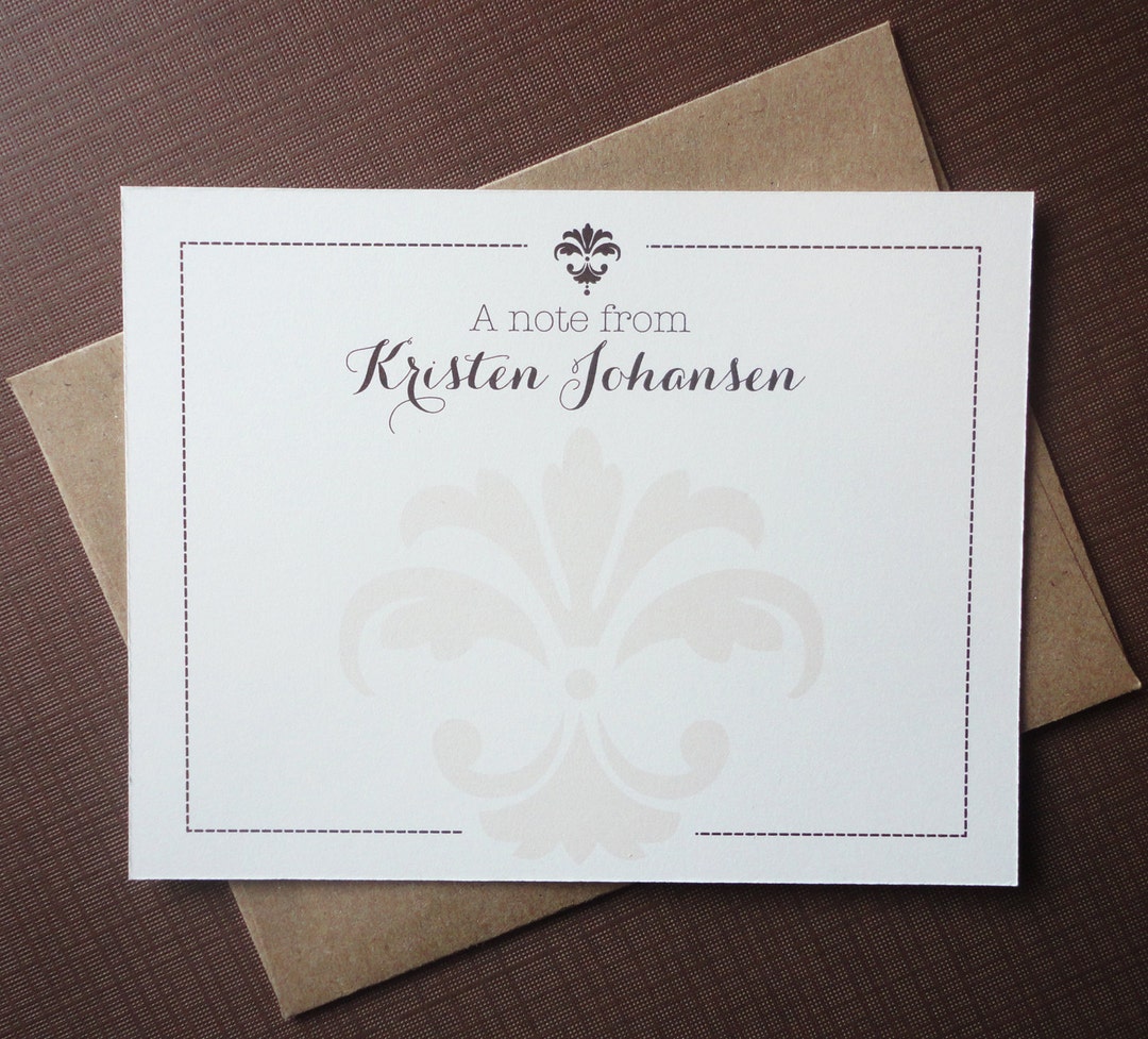 Personalized Flat Note Card Set - Personalized Note Cards - Kraft Note ...