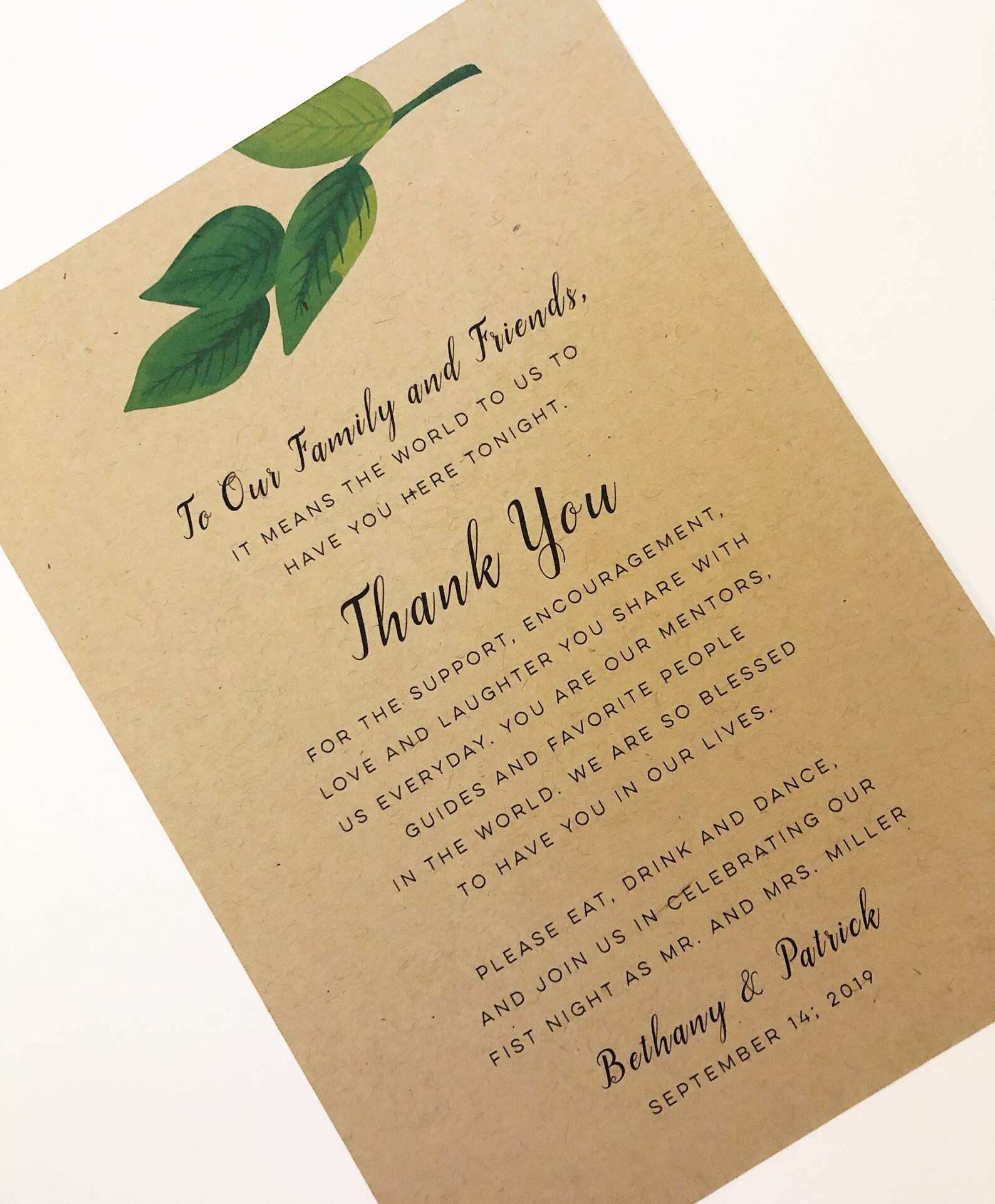 Wedding Reception Dinner Plate Thank You Cards Reception | Etsy