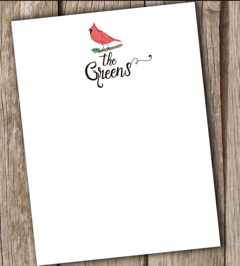 Personalized Notepad Red Cardinal Bird Notepad - Etsy