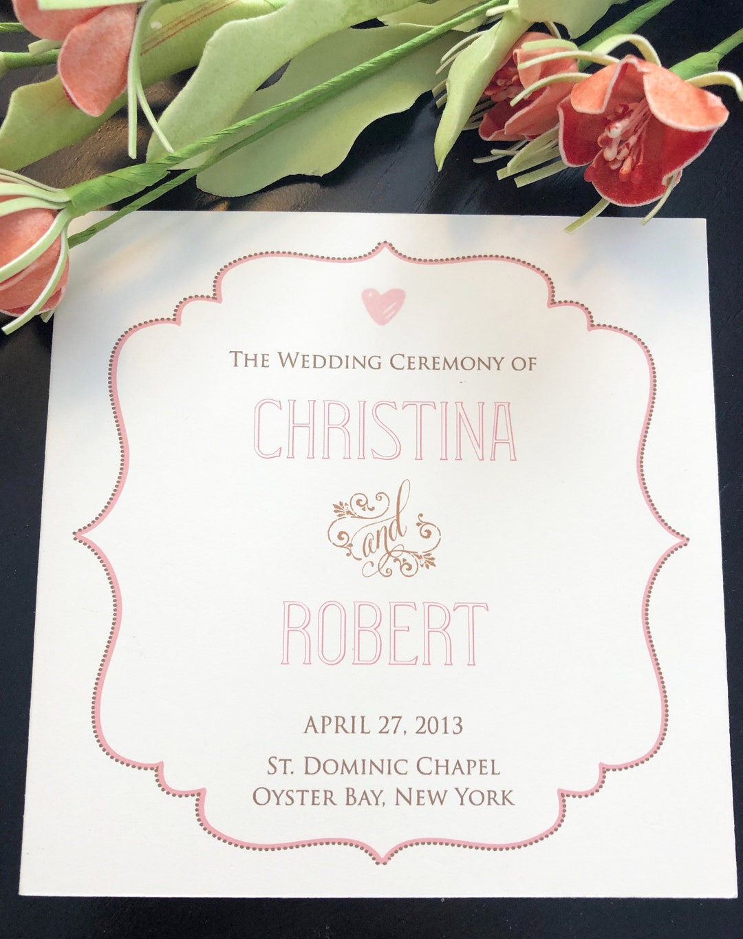 Script Square Wedding Program, 5x5 Printed 4-page - Etsy