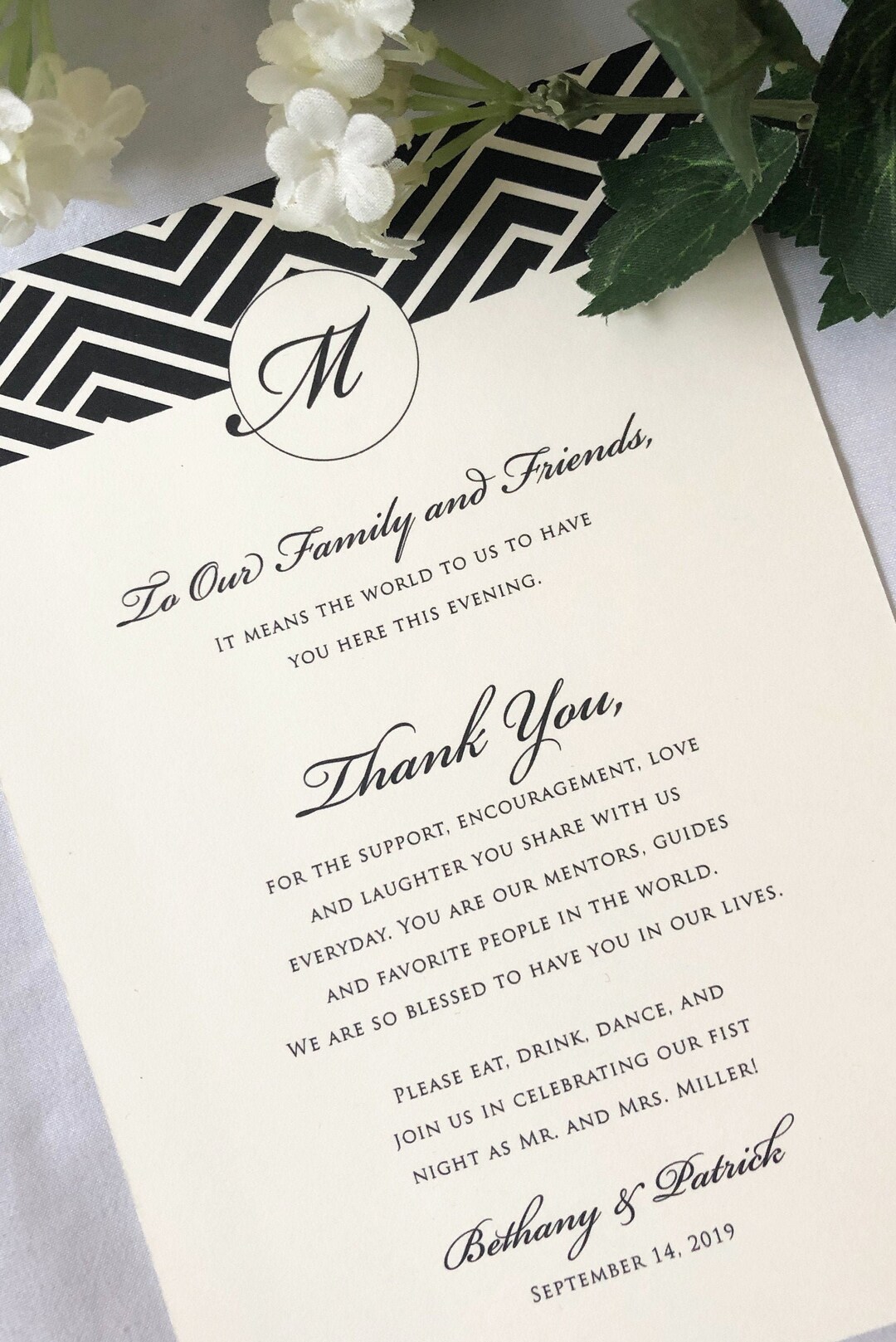 Wedding Reception Dinner Plate Thank You Cards | Reception Thank You ...