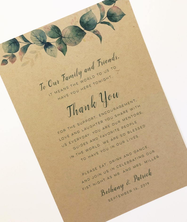 Wedding reception dinner plate thank you cards reception | Etsy