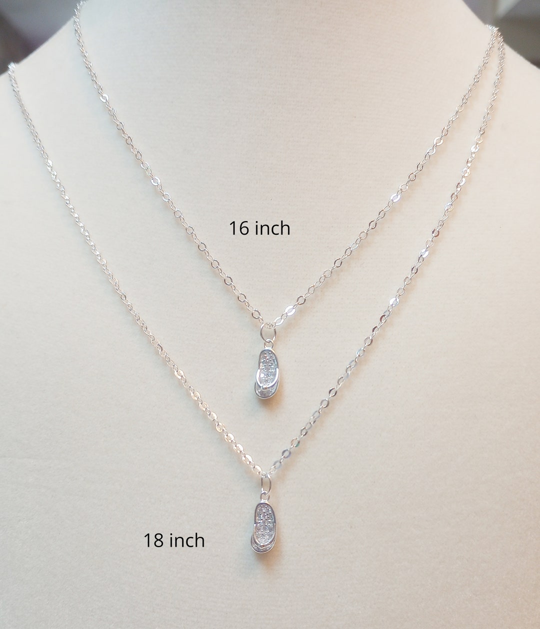 Tiny Sterling Silver Flip Flop Rhinestone Charm on Sterling Silver ...