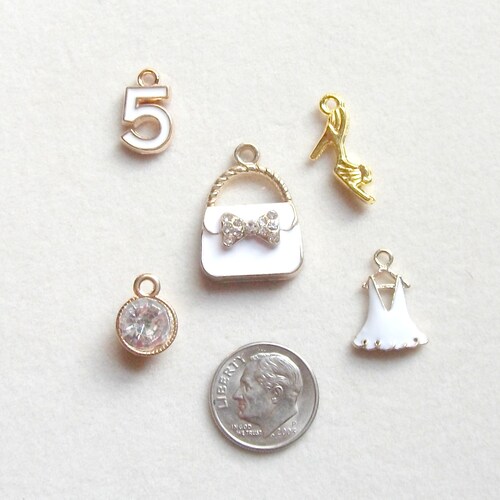 Black Gold Fashion Charm Group of 5 Charms Rhinestone - Etsy