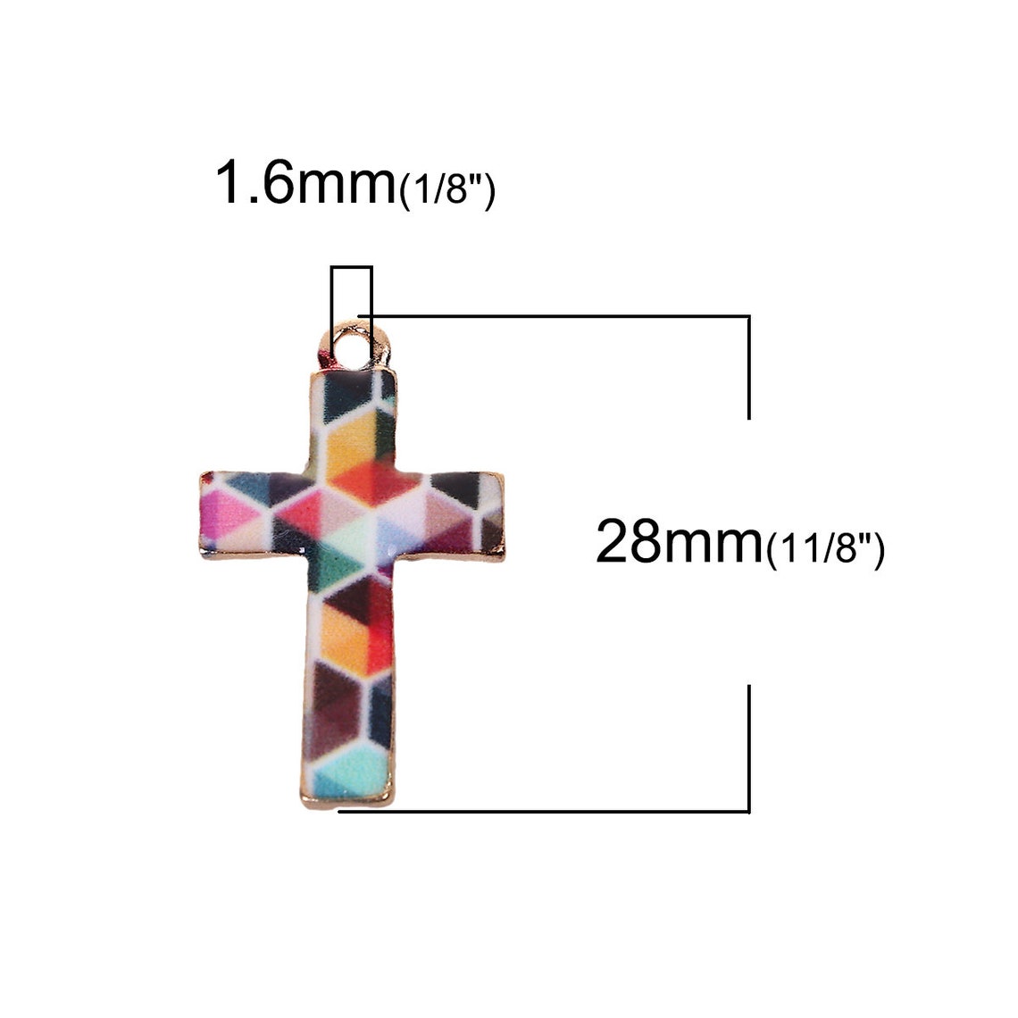 Colorful Mosaic Enamel Cross Shaped Charm. Set of 2 Gold Tone - Etsy