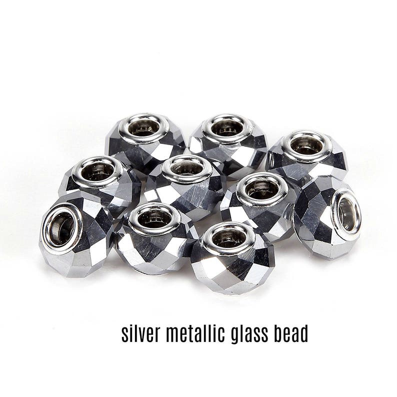 European Style Large Hole Beads Redgreenclearsilver and - Etsy