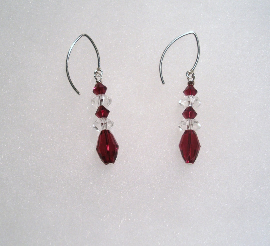 Red Crystal Earrings - Etsy