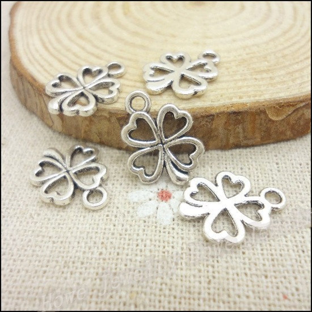 Silver Four Leaf Clover Charms: Irish DIY Jewelry (set of 4) - Etsy