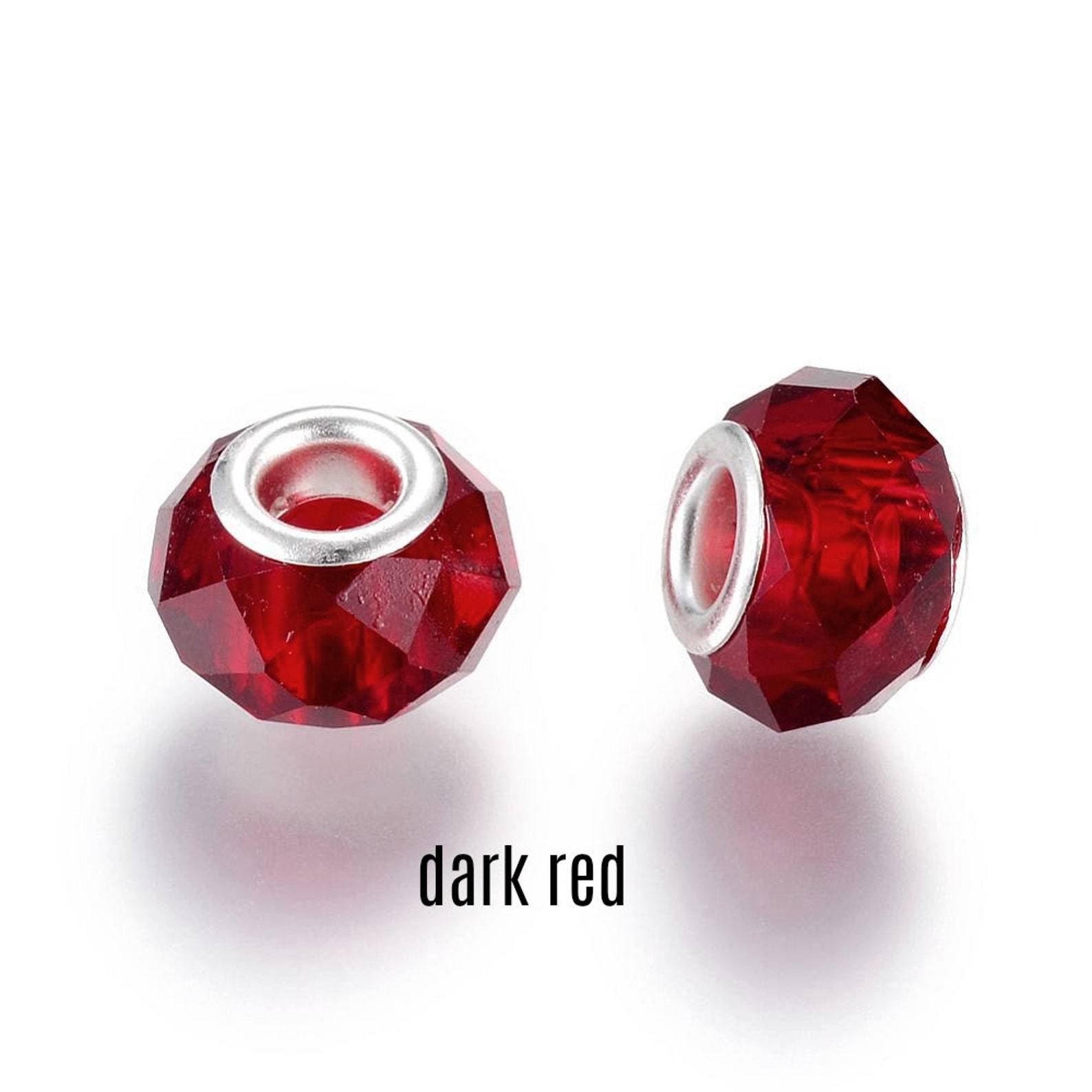 European Style Large Hole Beads Redgreenclearsilver and - Etsy