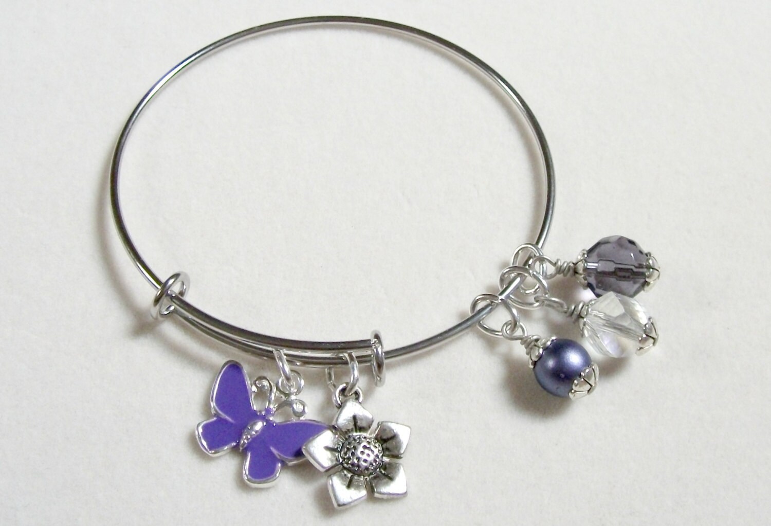Purple Butterfly Bangle Bracelet - Etsy