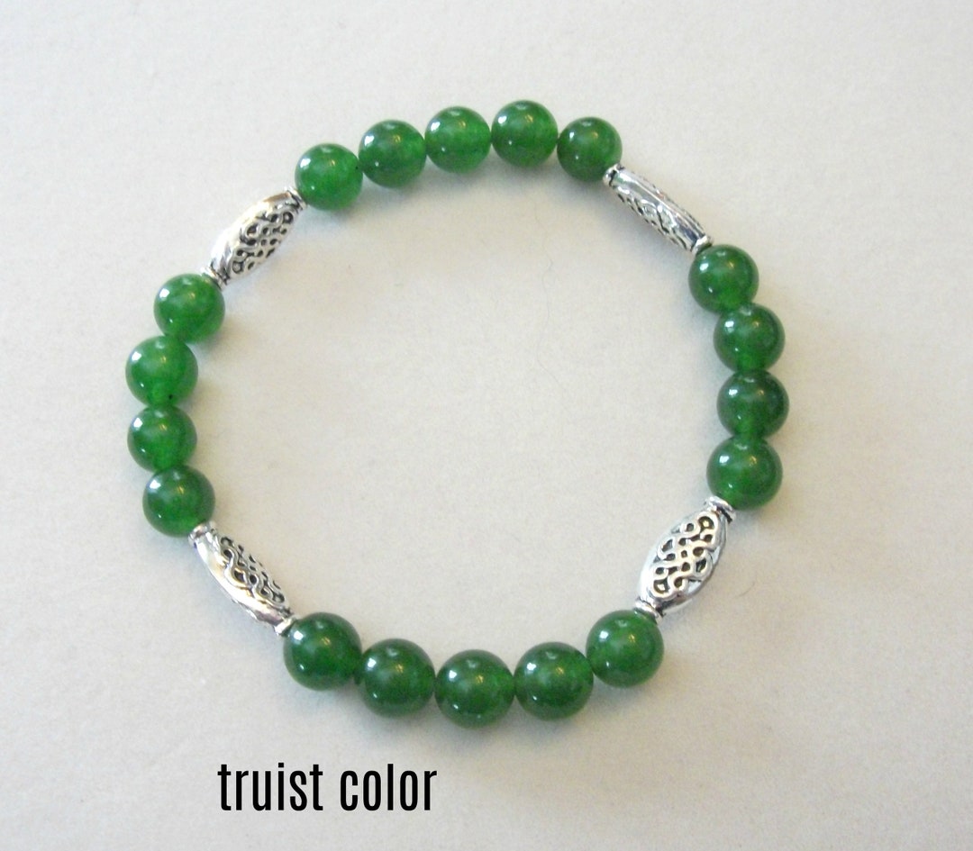Nephrite Jade Bracelet: Celtic Knot Silver Spacers - Etsy