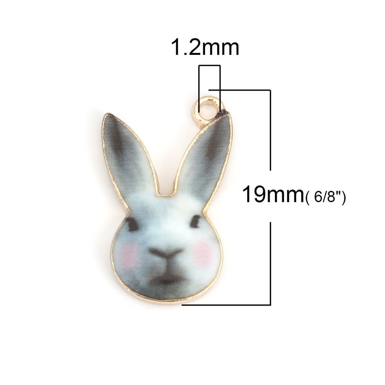 Adorable Light Gray Enamel Bunny Face Charm Set of 2 DIY | Etsy