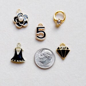 Black, Gold, Fashion Charm Group of 5 Charms Rhinestone diamond Ring ...
