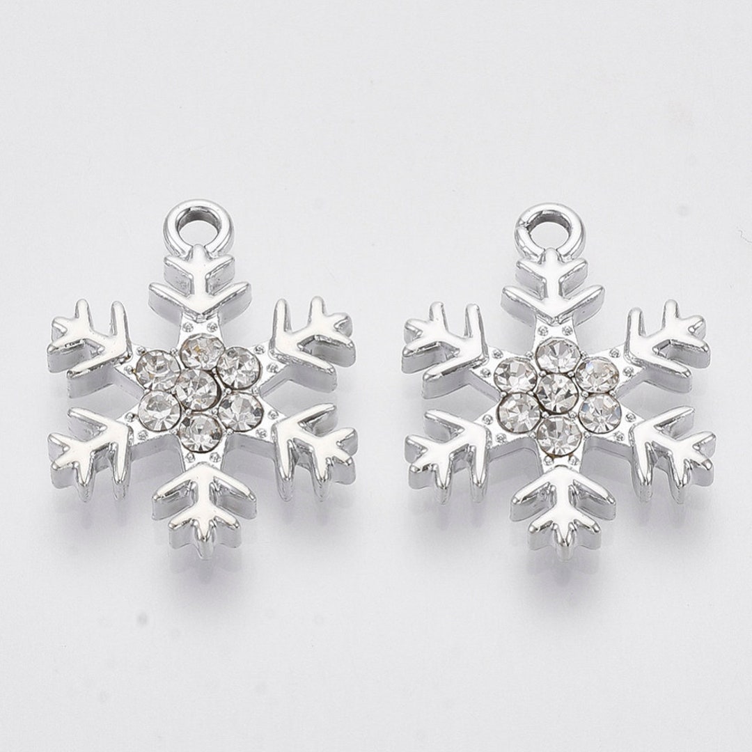 Beautiful Rhinestone Snowflake Charm Christmas, Winter Theme Platinum ...