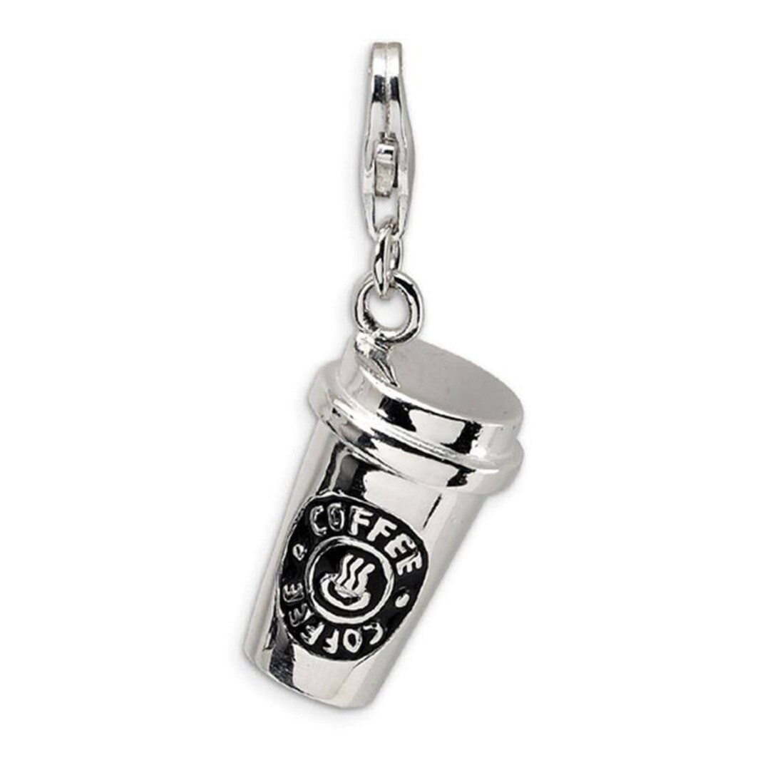 3D Coffee Cup Charm: Silver Zinc Alloy Clip-on Charm - Etsy