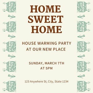 HOME SWEET HOME Invitation Template - Etsy