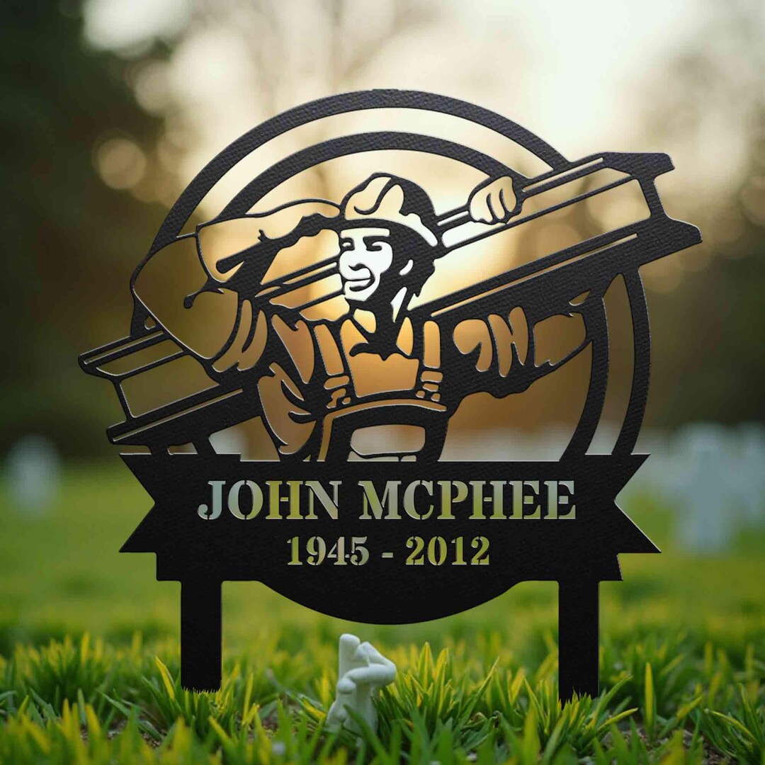 Construction Workers Memorial Stake - Metal Grave Stake - Grave Marker ...