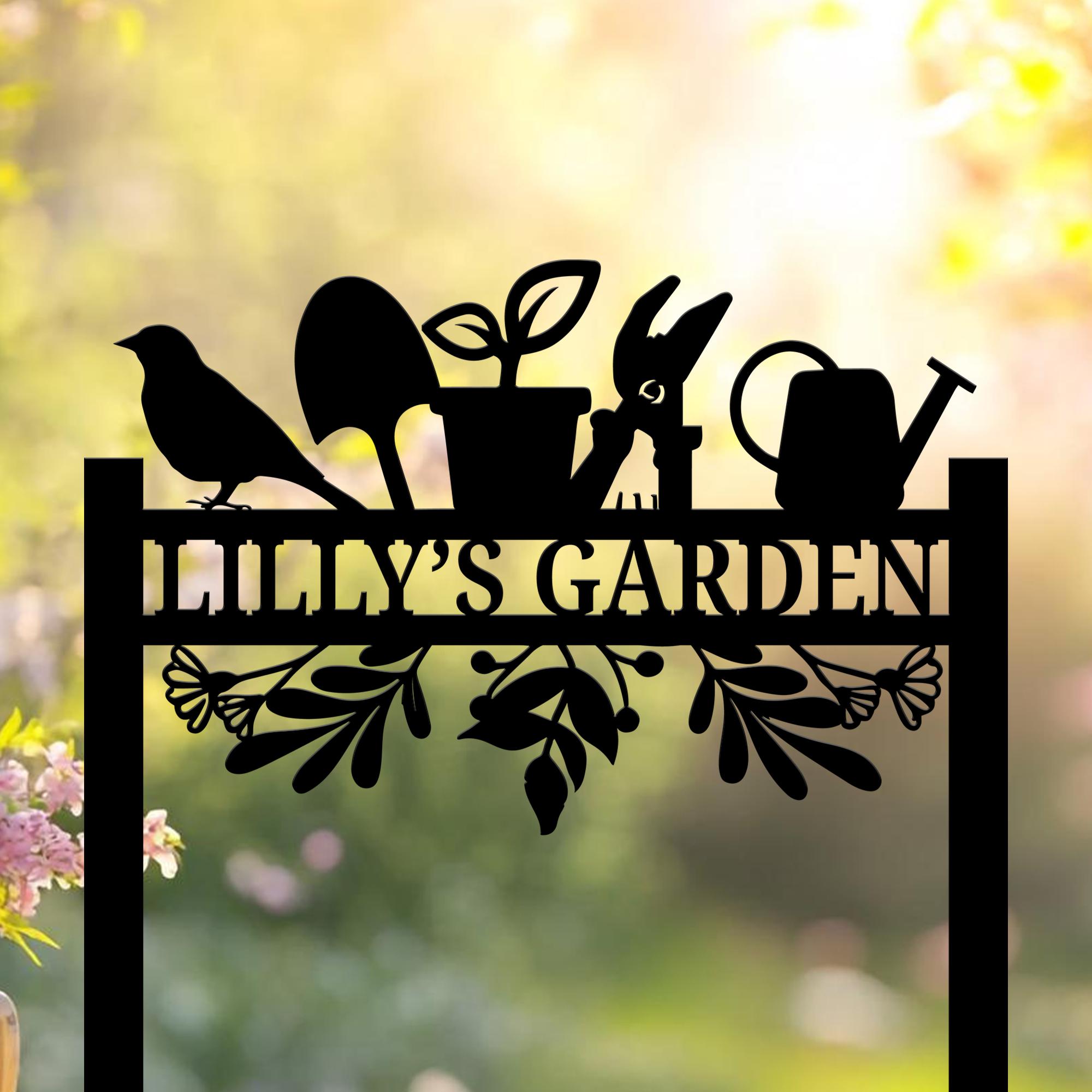 Personalized Metal Garden Tools Sign With Stakes Garden Sign for ...