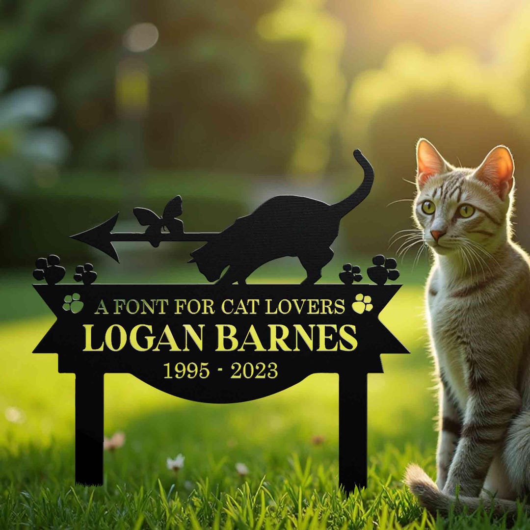 Cat Garden Stake - Cat Garden Decor - Loss of Cat Grave Stakes - Metal ...
