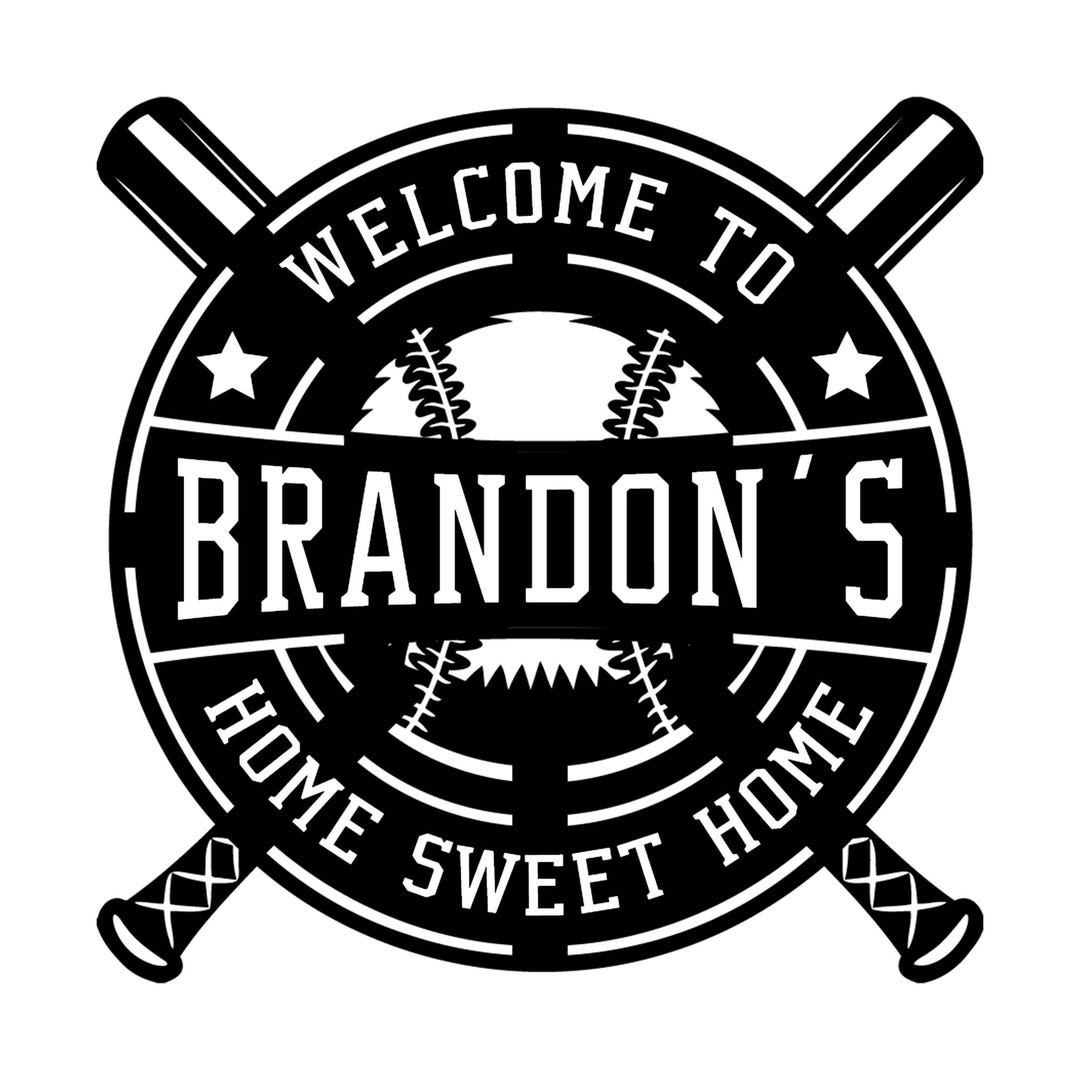 Custom Baseball Name Welcome Sign - Home Sweet Home Metal Art ...
