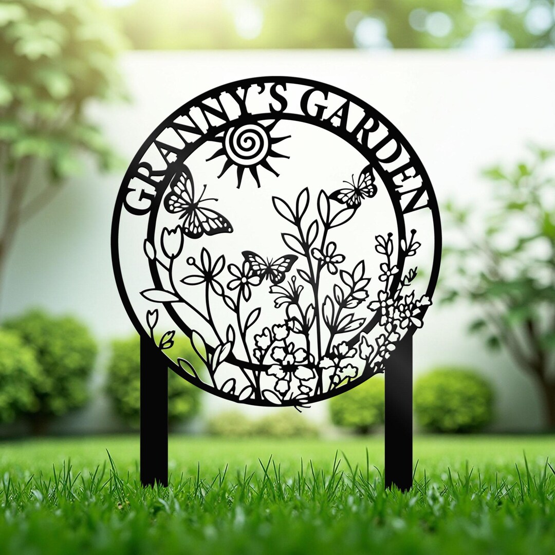 Custom Butterfly & Sunflower Garden Sign, Metal Yard Art for Grandma ...