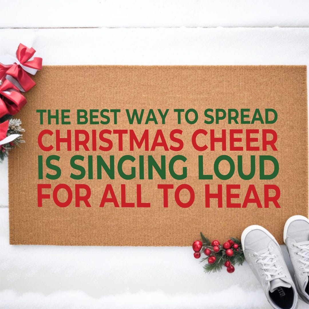 Christmas Cheers Funny Message Doormats Trending Front Door Welcome Mat ...