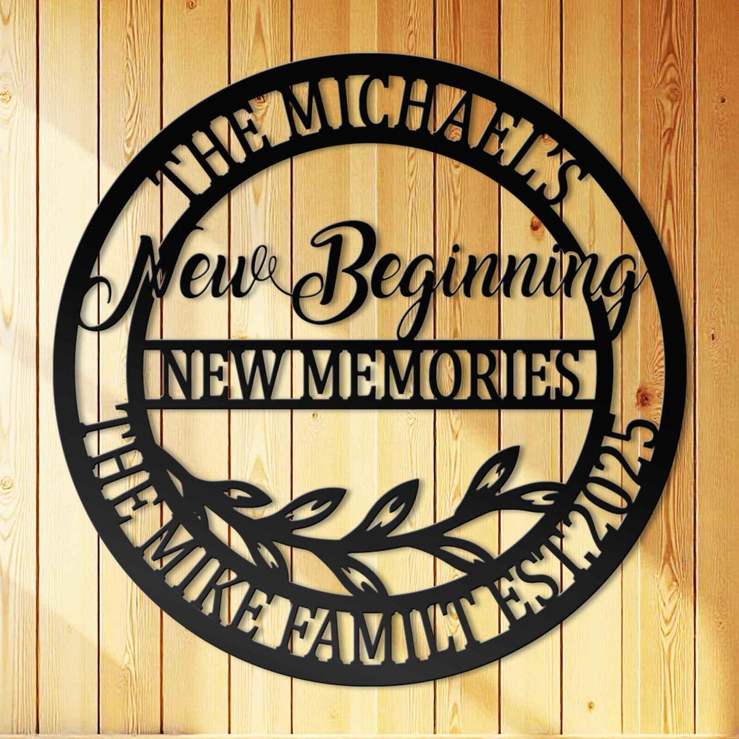 Custom Family New Beginning Sign - Personalized Family Name Decor ...