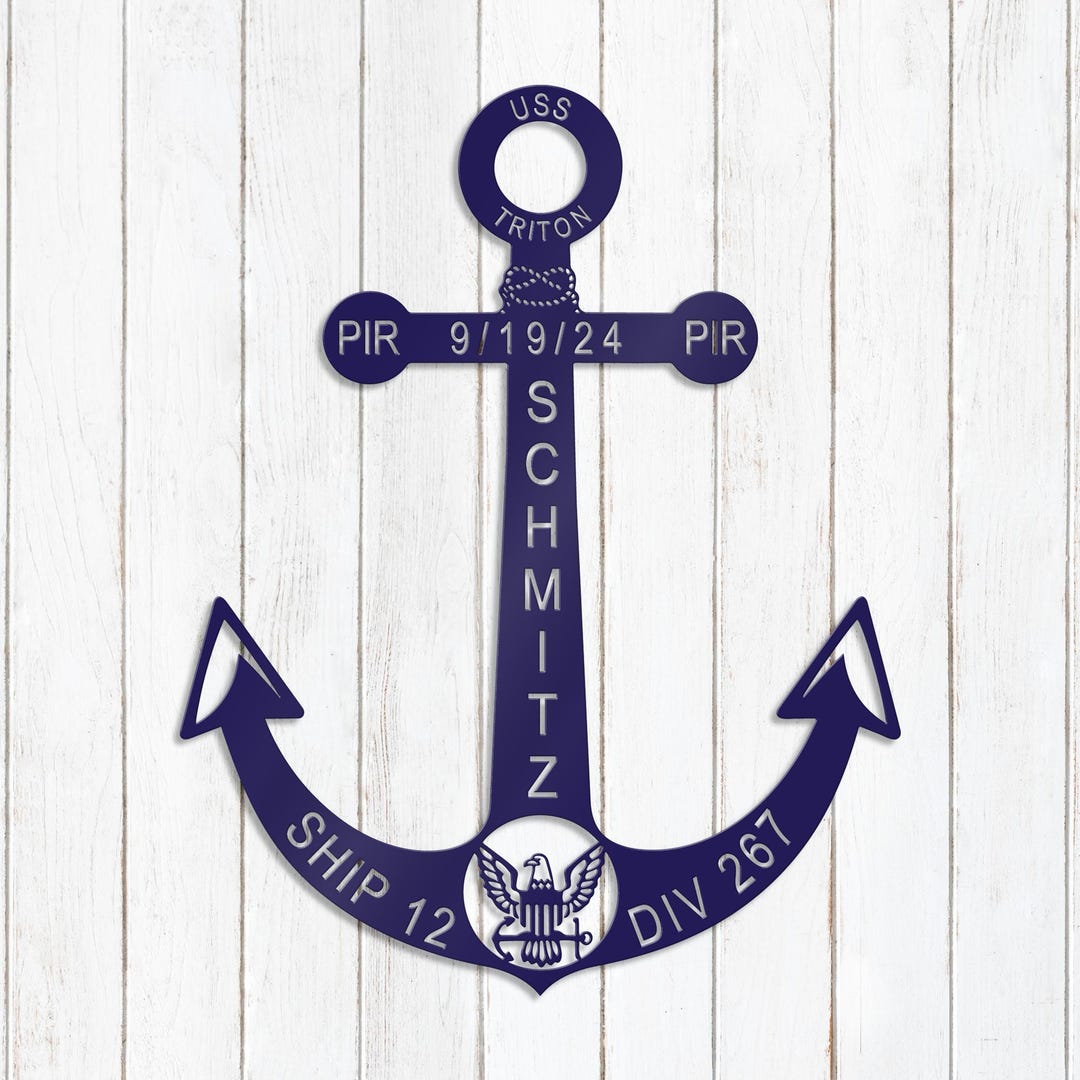 Personalized Metal Anchor Sign - Nautical Decor - Navy Gift - Lake ...