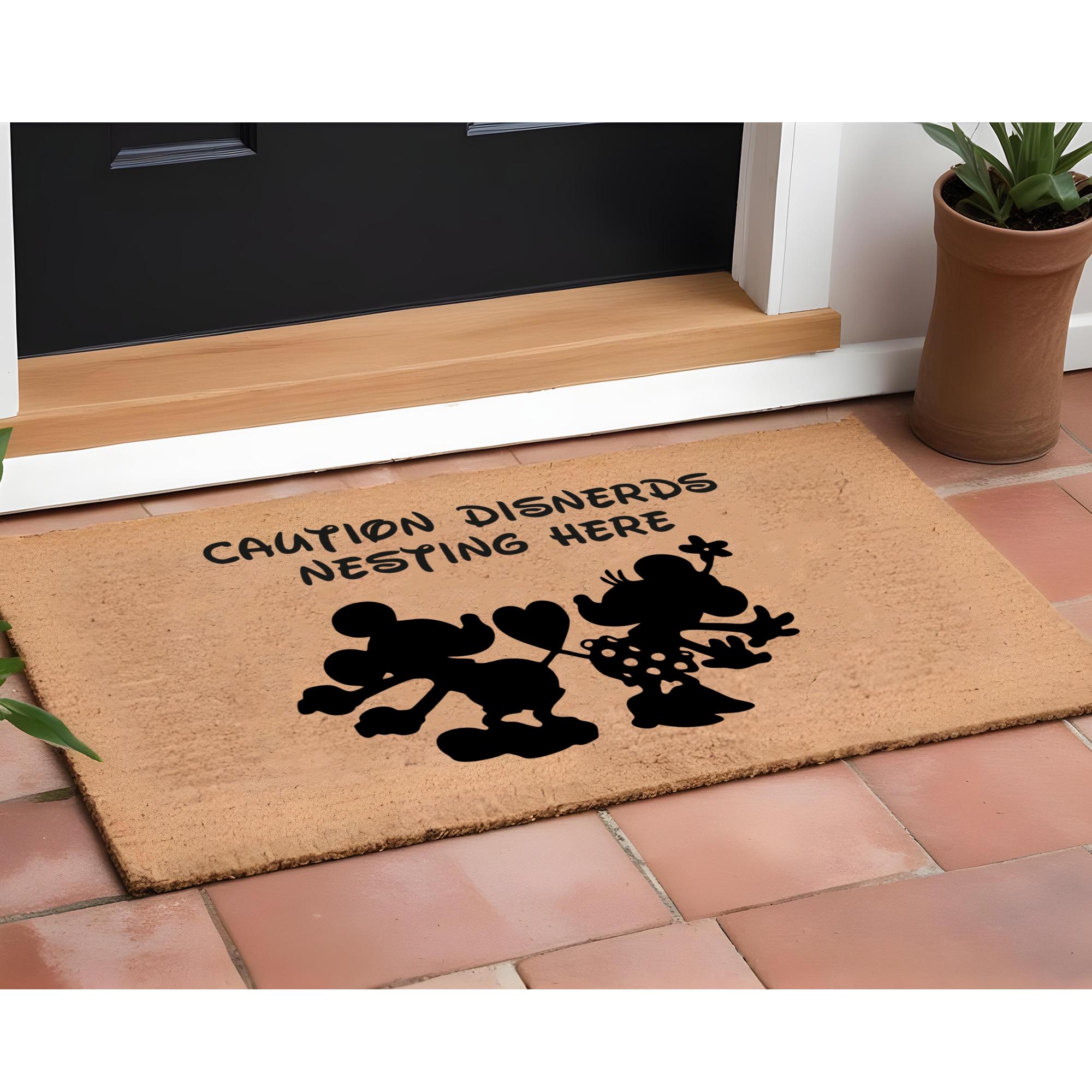 Caution Disners Nesting Here Coir Mats Disney Theme Doormats Mickey and ...