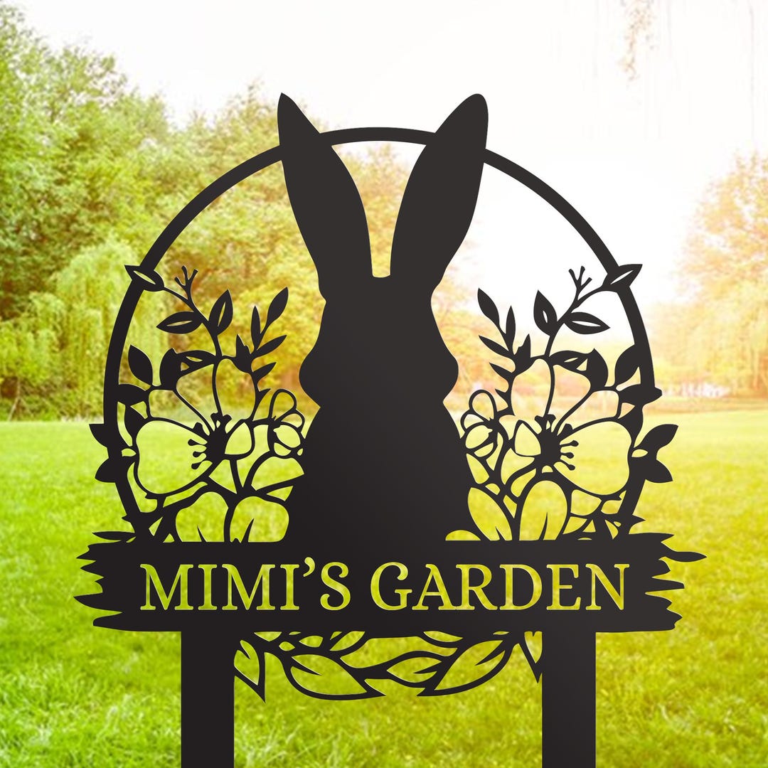 Custom Cute Rabbit Name Stakes - Garden Decor Stakes Metal Decor - Kids ...
