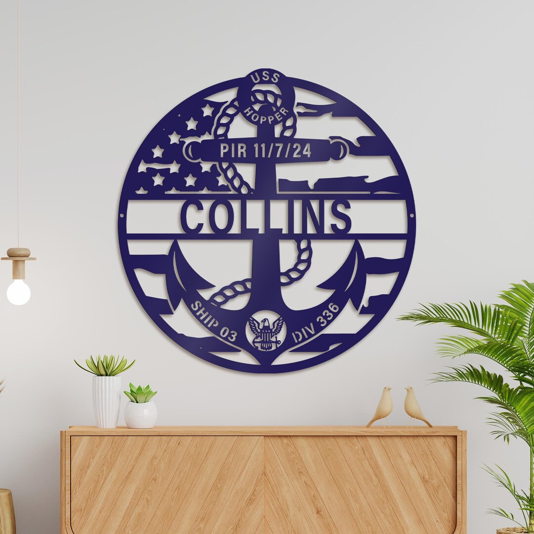 Personalized Graduation Anchor Sign - Navy Officer Home Decor - Gift ...