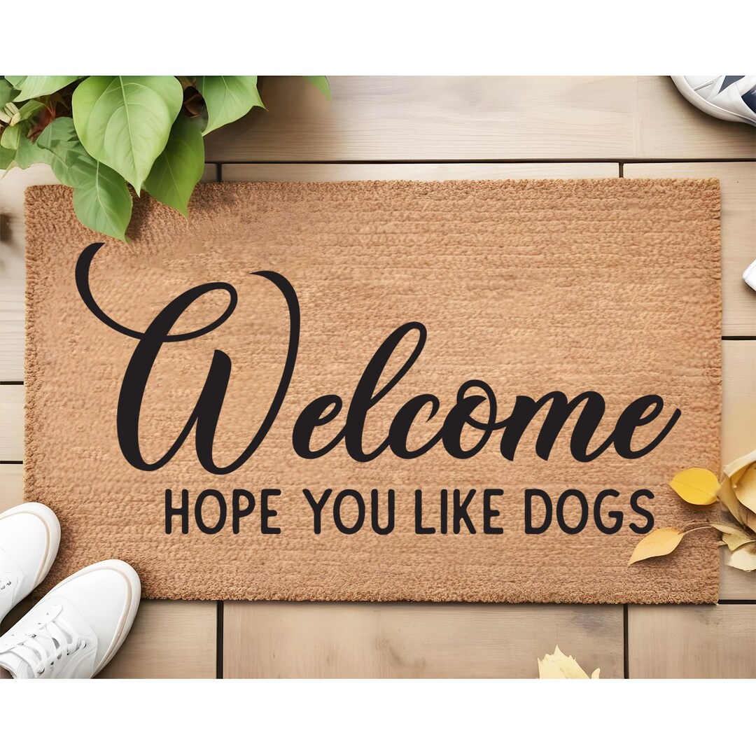 Welcome Christmas Door Mat - Pets Aware Message Mat - Funny Doormat ...