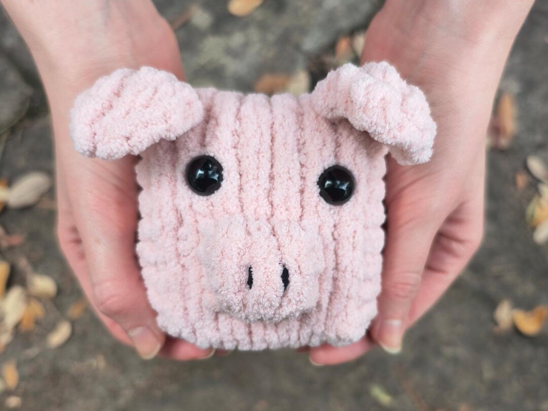 Hand-knitted Pink Piggy Cube Plushie - Etsy