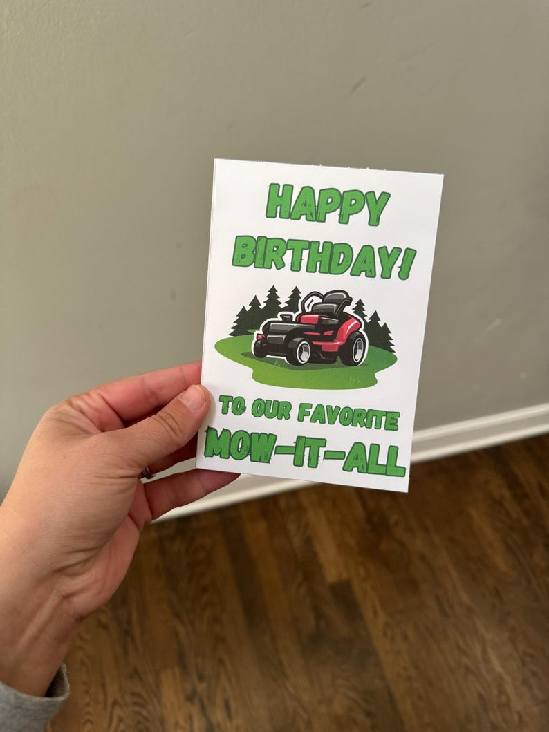 Mowing Theme Printable Birthday Cards-instant Download - Etsy