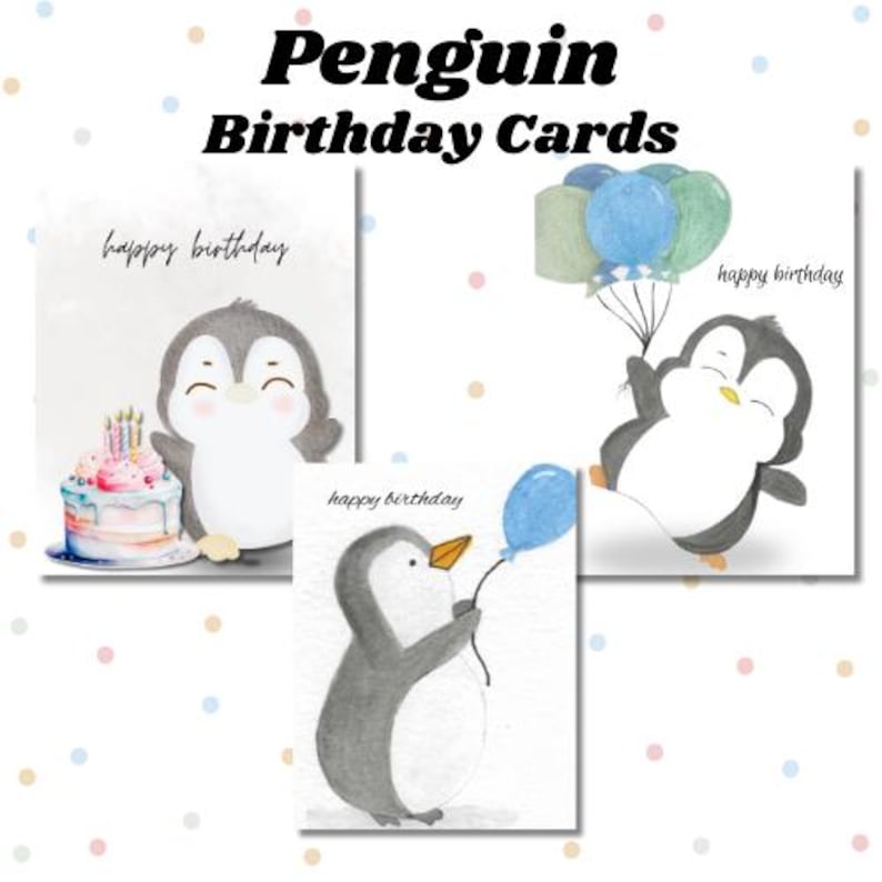 Penguin Printable Birthday Cards-instant Download-diy Birthday-hand ...
