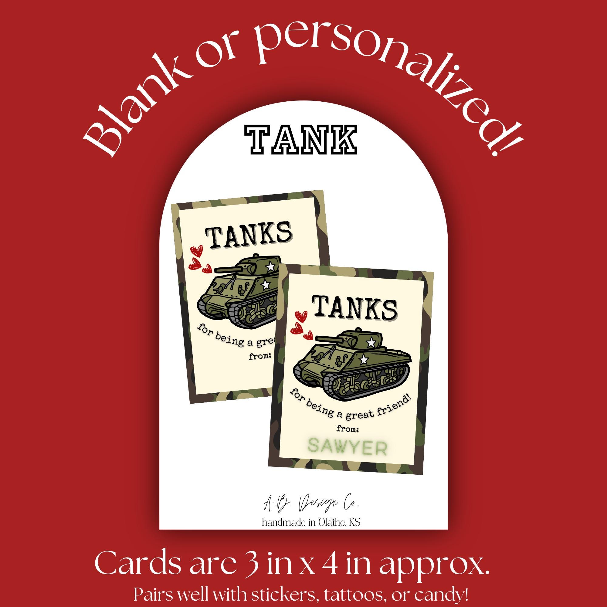 Printable Tank Valentine- Friend Valentine Cards-valentine Exchange ...