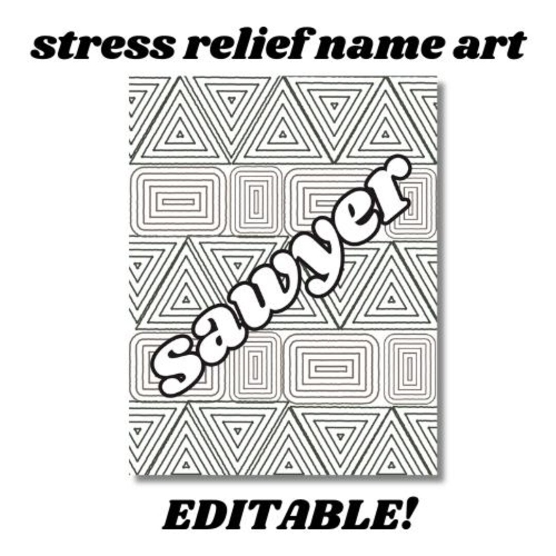 Editable Name Coloring Page-instant Download- Name Artwork - Etsy