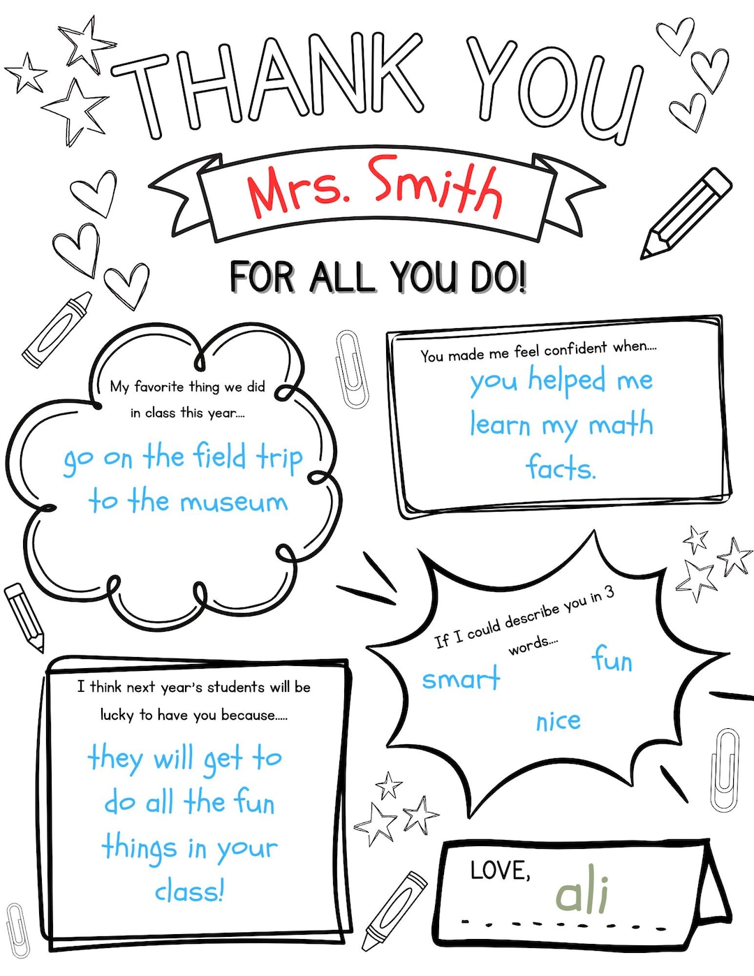 Teacher Appreciation Writing Activity | 4 Printable Templates | Digital ...