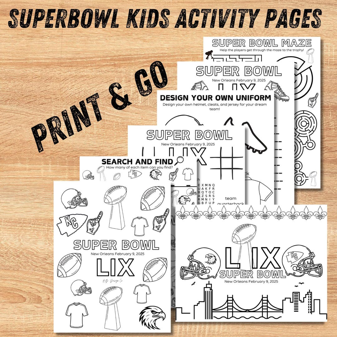 Super Bowl Kids Activity Pack Digital Printables for the Ultimate Game ...