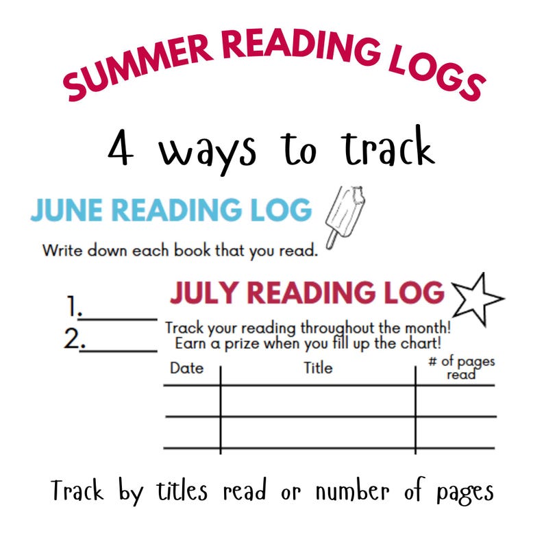 Summer Reading Tracker Printable | Kids Reading Log | Summer Reading ...