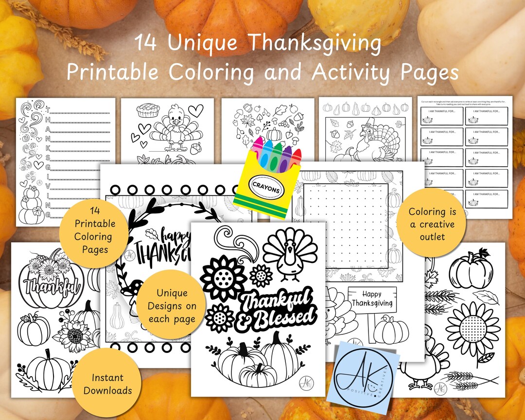 Thanksgiving Coloring and Activity Pages | 14 Printable Pages ...