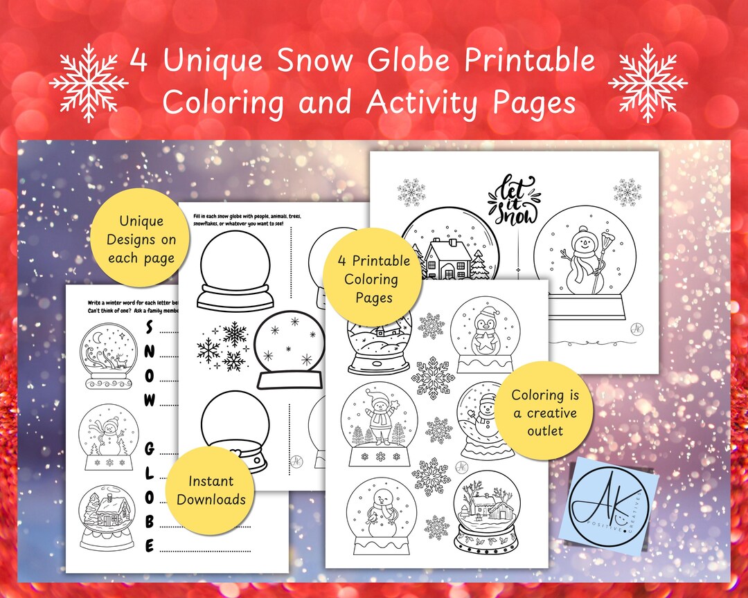 Snow Globe Printable Coloring and Activity Pages | Winter Fun for the ...