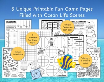 Ocean Fun Games | 8 Printable Pages | Download | Dot Game | Tic-tac-toe ...