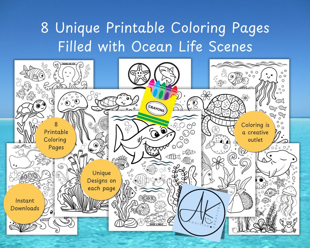 Ocean Scenes Printable Coloring Pages for Kids and Adults | Under the ...