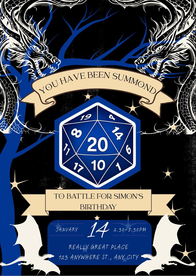 Dnd Birthday Invitation | Printable Dungeons & Dragons Party Invite ...
