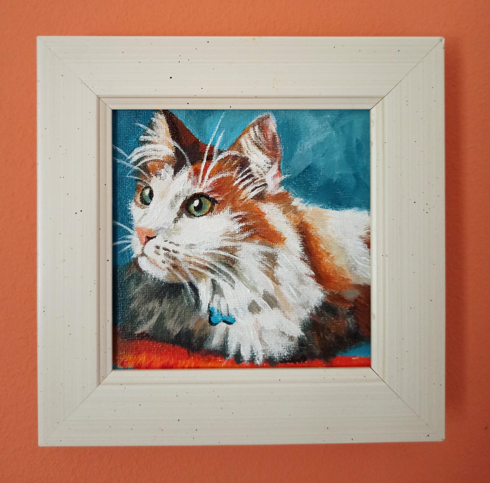 Mini Calico Cat Portrait: Original Acrylic Painting on Canvas (4x4 ...