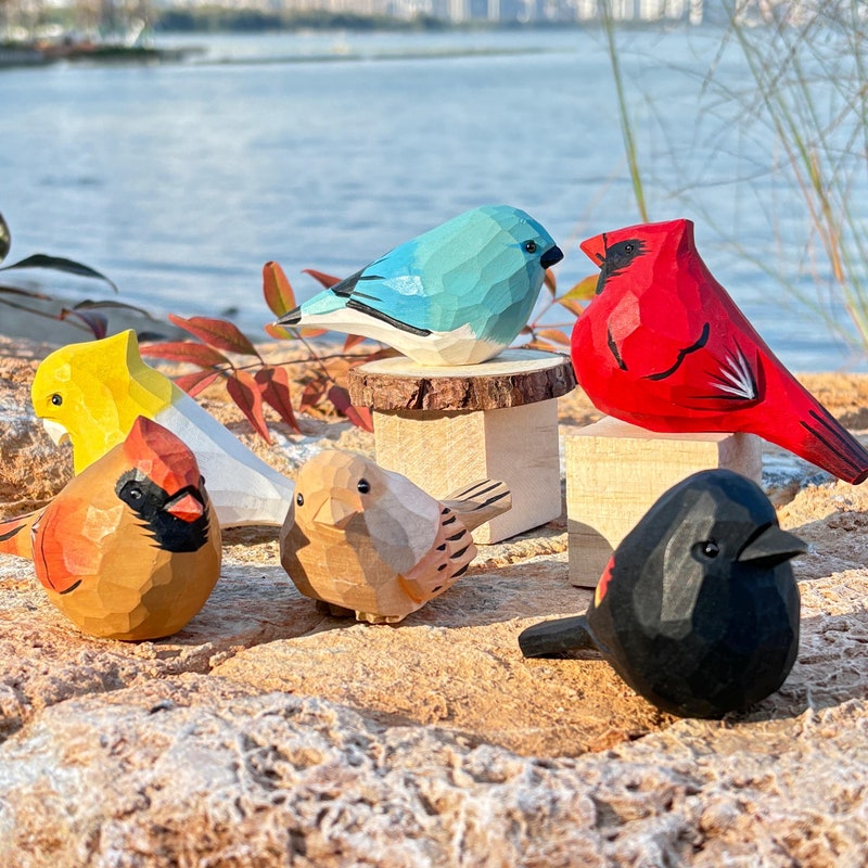 Wood Carved Birds - Etsy