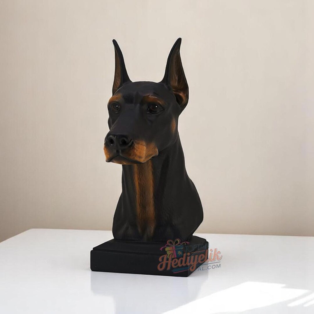 Doberman Bust Dog | Bust | Statue | Sculpture | Animal | Decor | Gift ...