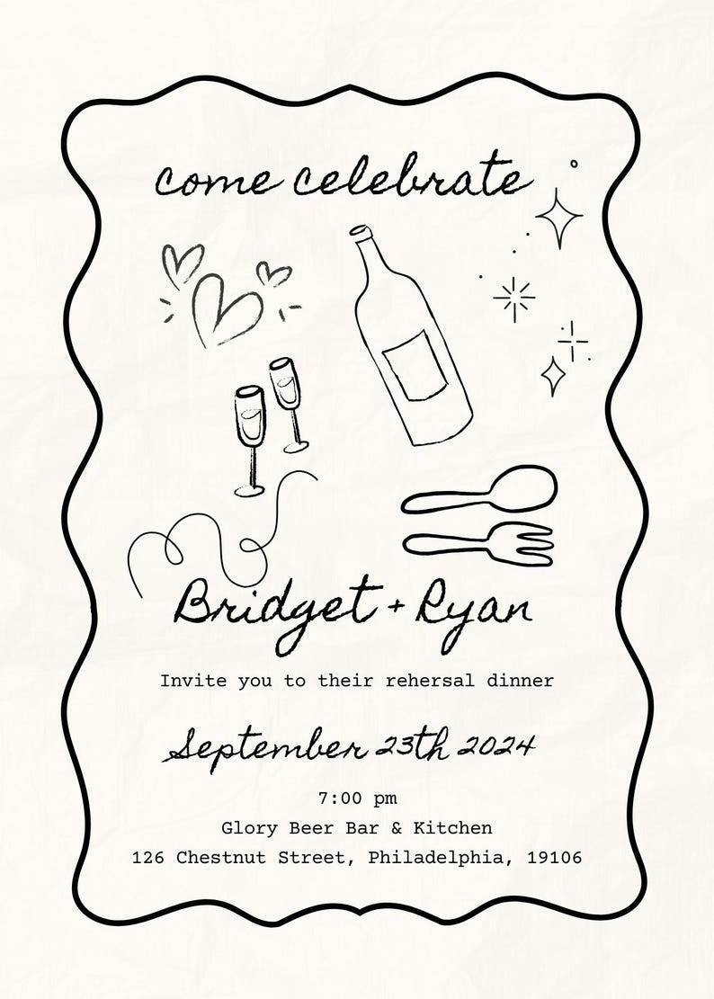 Rehearsal Dinner Invitation, Dinner Party Invite - Etsy