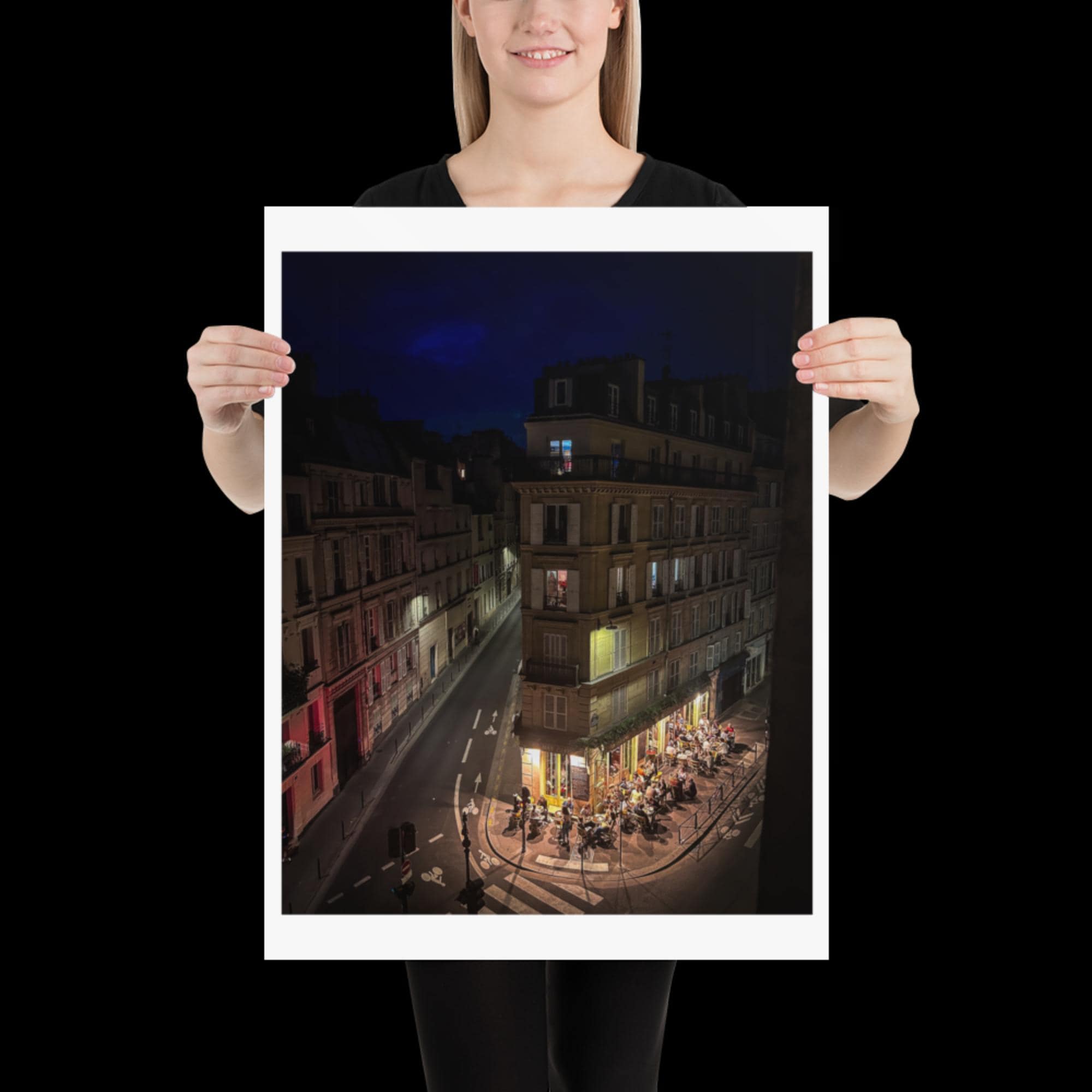 Parisian Café at Night – Stunning Paris Street Scene Print on Matte ...
